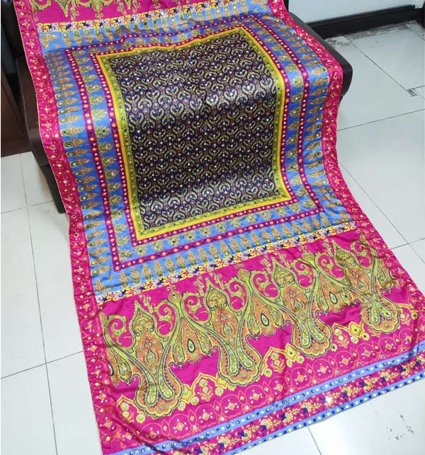 Shamoz Silk Digital Print Pearls & Mirror Work Dupatta (Dupatta-2)